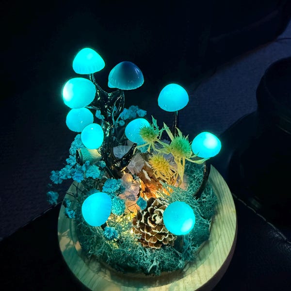 Blue Handmade Mushroom Lamp | Whimsigoth Decor | Bedroom Decor |art ...