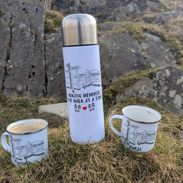 Walkers Mug and Flask Set, Personalised Hikers Flask, Custom Flask ...