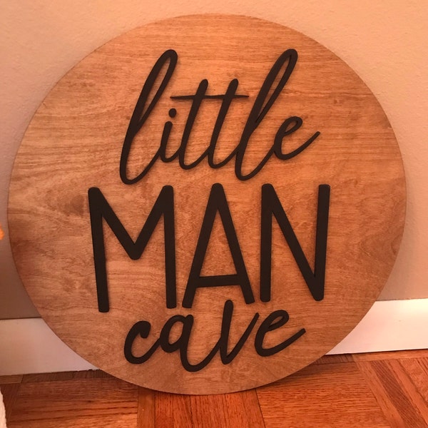 LARGE Little Man Cave Round 3D Wooden Sign || Boys Room Decor || Baby ...