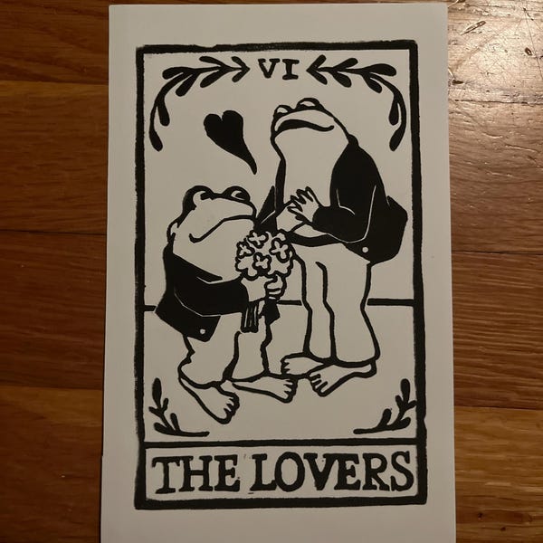 Frog and Toad Lovers Linocut Print - Etsy