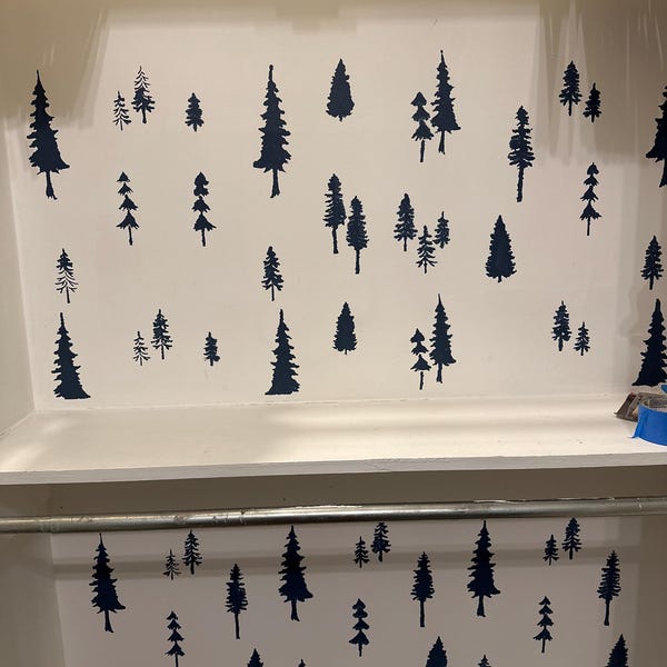 Fir Tree Forest Pattern Wall Stencil - Large Wall Stencils, Tree ...