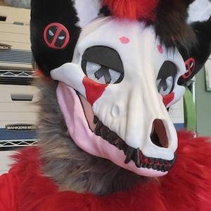 Toony Wolf Skull Mask Movable Moving Hinge Jaw 3D Printed Skulldog Bone ...