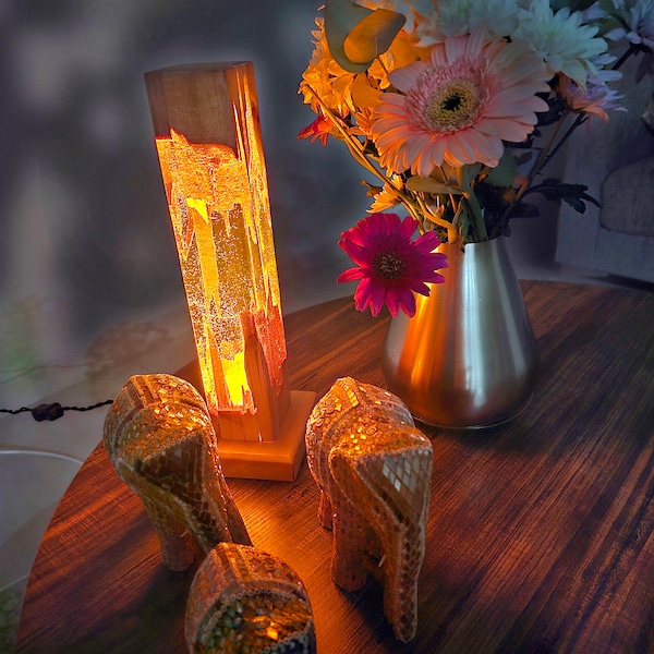Exotic Resin Floor Lamp Unique Wood & Resin Standing Ambiance Lamp ...