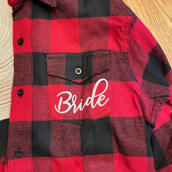 Personalized Plaid Shirt, Monogram Flannel Shacket, Bridesmaid Plaid ...