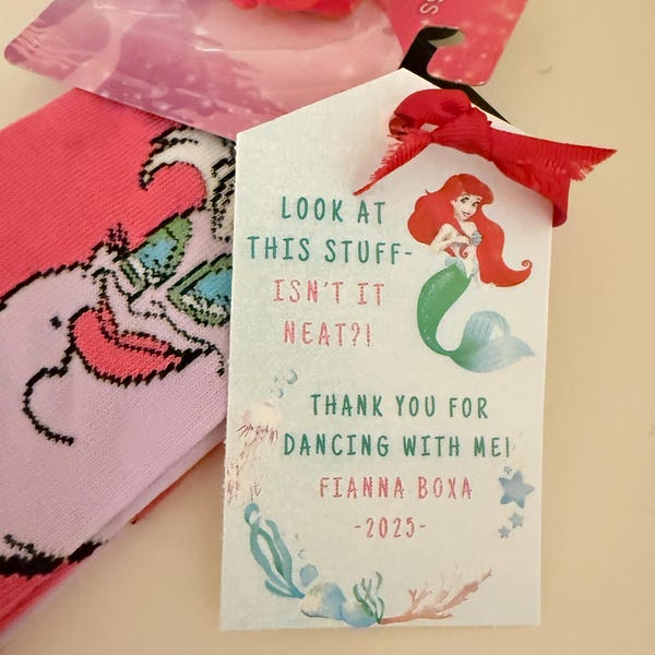 Ariel Party Favor Tags, Ariel Goodie Bag, Ariel Thank You Tags, Little ...