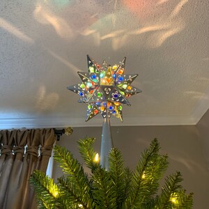 Tin Punched Handmade Star Tree Topper Silver Tin With CLEAR - Etsy