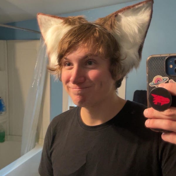 Handmade Fox Ears Tail Set Furry Faux Fur Animal Ears Hairband, Cute ...