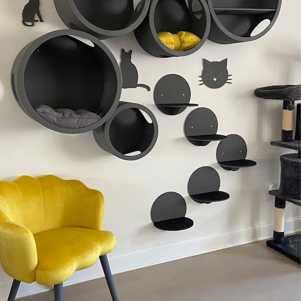 SET HOUSES for CATS, Modern Cat Furniture, Gift for Cat Lover, Large ...