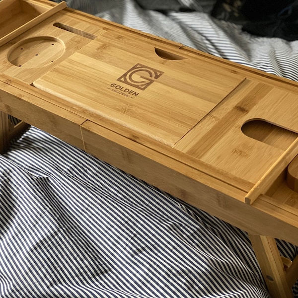 2-in-1 Laptop Desk & Bathtub Tray With Free Soap Holder in a Gift Box ...