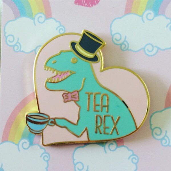 Tea Rex T-rex Hard Enamel Pin Badge Tyrannosaurus Rex Pin Trex Tea Pin ...