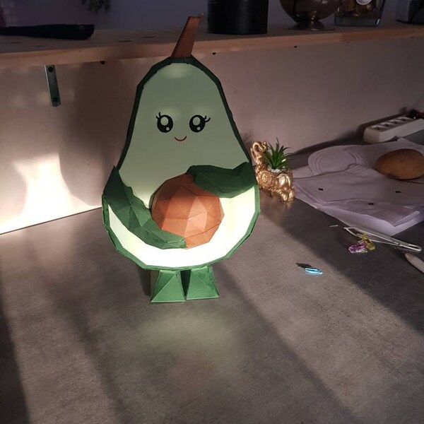 Avocado 3d Paper Craft Model SVG and PDF | Diy 3d Paper Craft Avocado ...