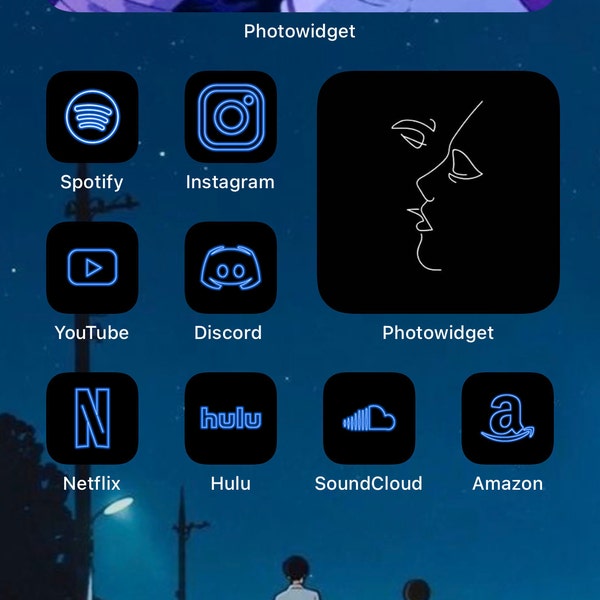Blue Ios 14 App Icon Pack | Neon Aesthetic Ios 14 Icons | iPhone Icon ...