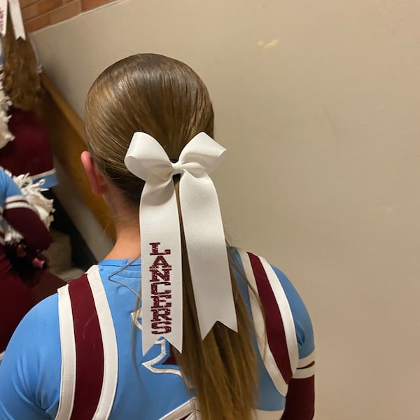 Personalized Glitter Collegiate Cheer Bow | Custom Name Team Spirit Bow ...