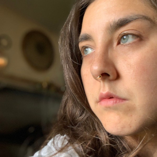 Solid Gold Septum Ring, Dainty Nose Cuff, Gold Septum Piercing, 18g ...