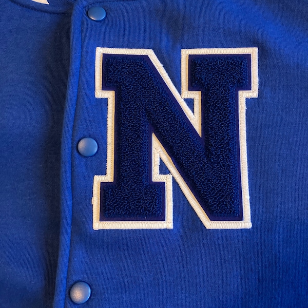 6" Royal Blue & White Chenille Varsity Letterman Letter Patch, Made in ...