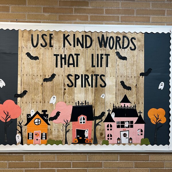 Pastel Haunted Houses Bulletin Board Kit (digital Download) - Etsy