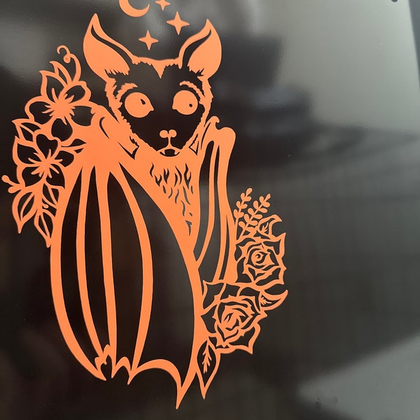 Flower Bat Decal - Halloween Decal- Bat Decal - Etsy