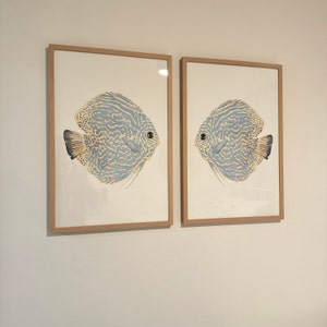 Abstract Discus Fish, Set of 2 Prints, Modern Coastal Wall Decor ...