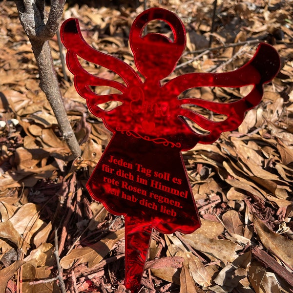Personalized Angel Memorial Plaque With Stake, Mirrored Grave Memorial ...