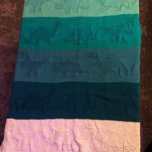 Easy Baby Blanket Knitting Pattern / Dinosaur Baby Blanket / Dinosaur ...