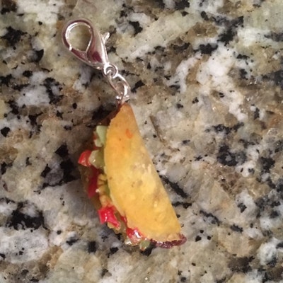 Beef Taco Charm, Miniature Food Jewelry, Polymer Clay Taco, Crunchy ...