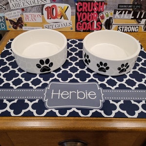 Paw Print Dog Bowls Dog Gift Pet Food Bowl No Spill Heavy Water Bowl ...