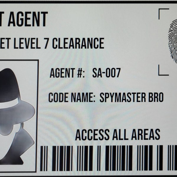 Spy Birthday Party Badge: Secret Agent ID, Printable Photo (PESPY1) - Etsy