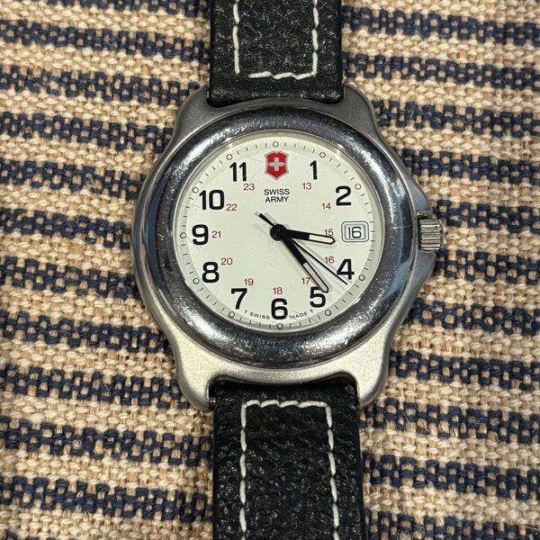 Funky Fossil Rectangle With Modernist Plaid Dial. Blue Silver Dark Blue ...