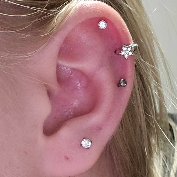 Dainty Star Rook Hoop Earring • Star Helix Hoop • Rook Earring • Helix ...