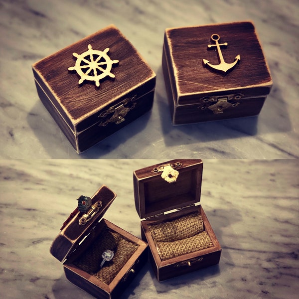 Beachy Coastal Nautical Shabby Chic Rustic Wedding Ring Box Gift Box ...