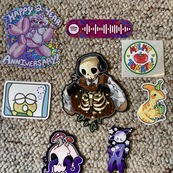 Aesthetic Chilling Skeleton Waterproof Stickers! - Etsy