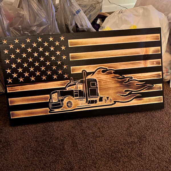 Epoxy Coated American Flag With Mountains , Mountain Range Art, Rustic ...