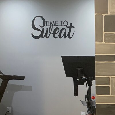 Time to Sweat Home Gym Sign Work Out Exercise Biking Decor Yoga Wall ...
