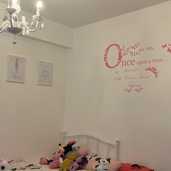Personalised Name, Once Upon a Time Princess - Wall Art Sticker Mural ...