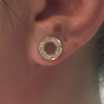 Solid Gold Ear Tunnels Diamonds 14k Ear Gauges Plugs Gauge Ear Lets ...