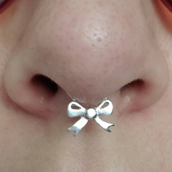 STERLING SILVER Handmade Bow Septum Ring | Body Jewelry - Etsy