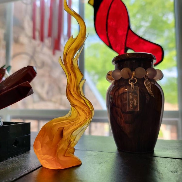 WILD FIRE Orange Translucent Resin Fire Miniature Diorama Glows Orange ...