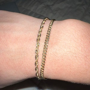 Solid 10K Gold Ladies Bracelet Stackable Gold Bracelets Curb - Etsy