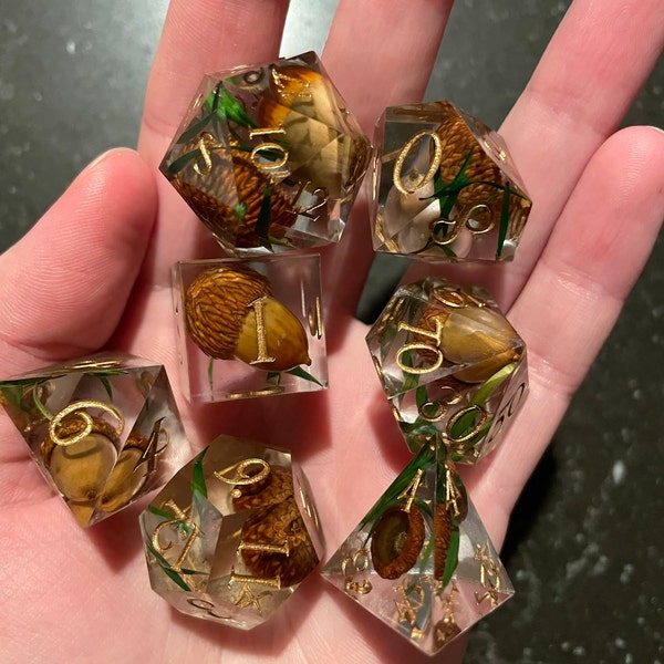 Acorn Dnd Dice Set, D&D Dice, Sharp Edge Dice, Dungeons and Dragons ...