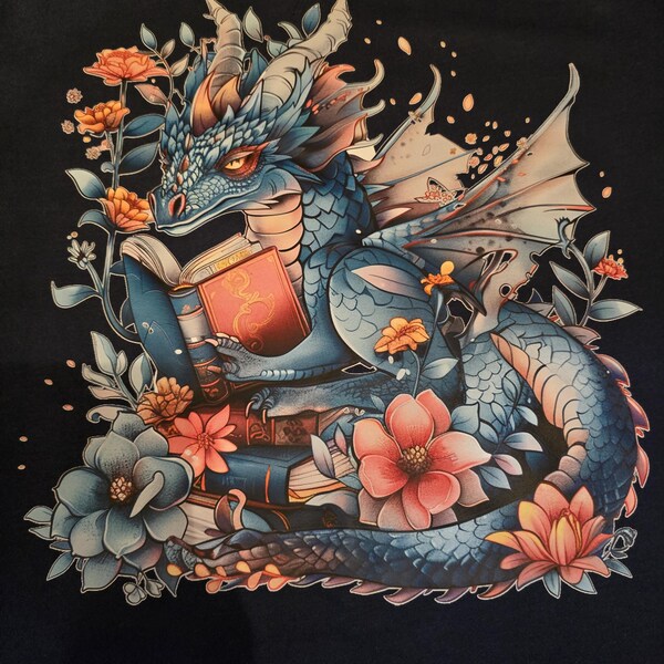 Dragon Read Books Dtf Transfers, Floral Bookish Ready to Press, Floral ...