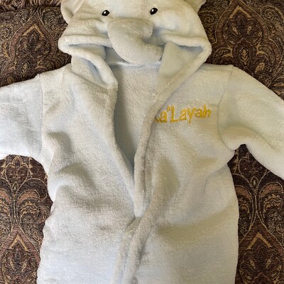 Personalized Custom Embroidered Baby Bathrobe, Blue Elephant Bathrobe ...