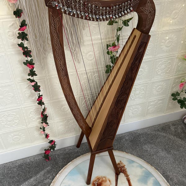 Gothic Harp 19 String, French Gothic Harp, Medieval Harp Handmade, Incl ...