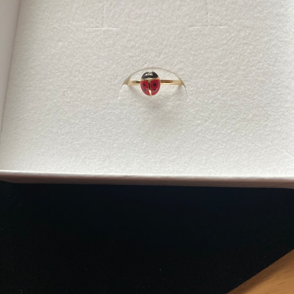 Ladybug Ring for Children in 18 Carat Gold Plated, Small Size Size: 40 ...