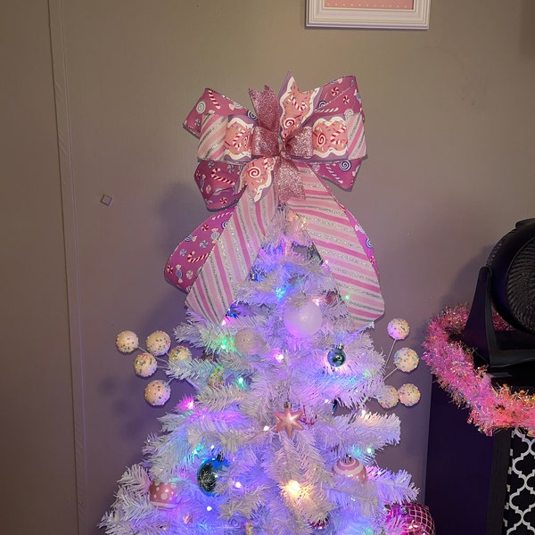 Pink Christmas Wreath Bow, Pink Whimsical Bow for Christmas Decor ...