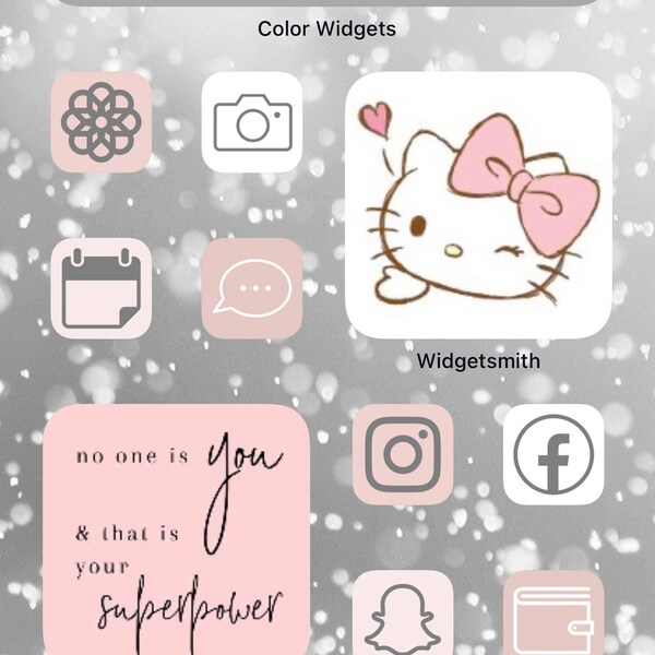 24pk Pink With Grey Word App Icons + 6 Widget Images, All Colour ...