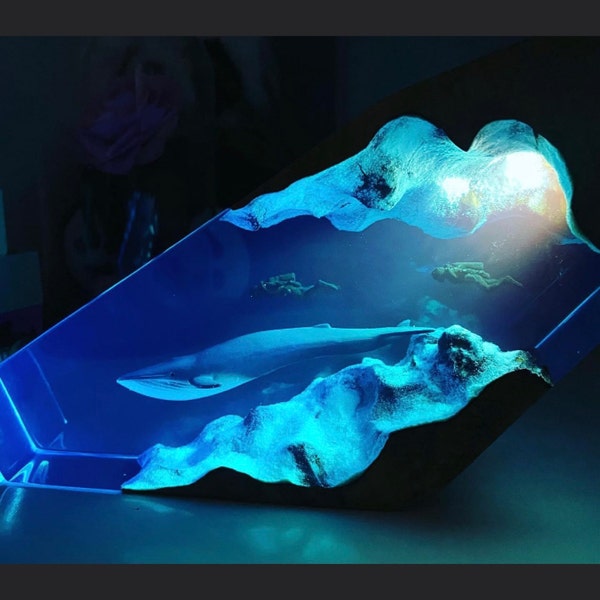 Blue Whale Couple Diver, Scuba Diving, Winter Gift, Large Epoxy Resin ...