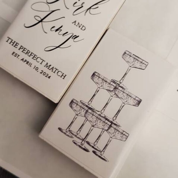 Custom Wedding Matchbooks SET OF 50 - Wedding Favors - Champagne Tower ...