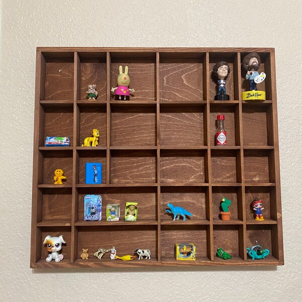 Brown Wooden Display With 28 Compartments | Shadow Curio Box | Teak ...