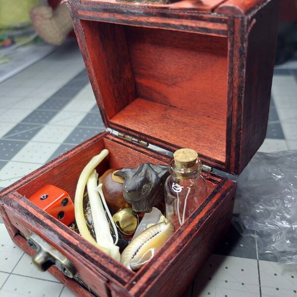 Bone Throwing Set W/ Wooden Storage Box, Information Cards+rabbit Fur ...