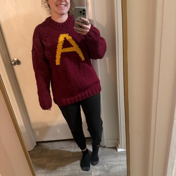 Monogram Wool Sweater: Custom Initial Knit Pullover - Etsy
